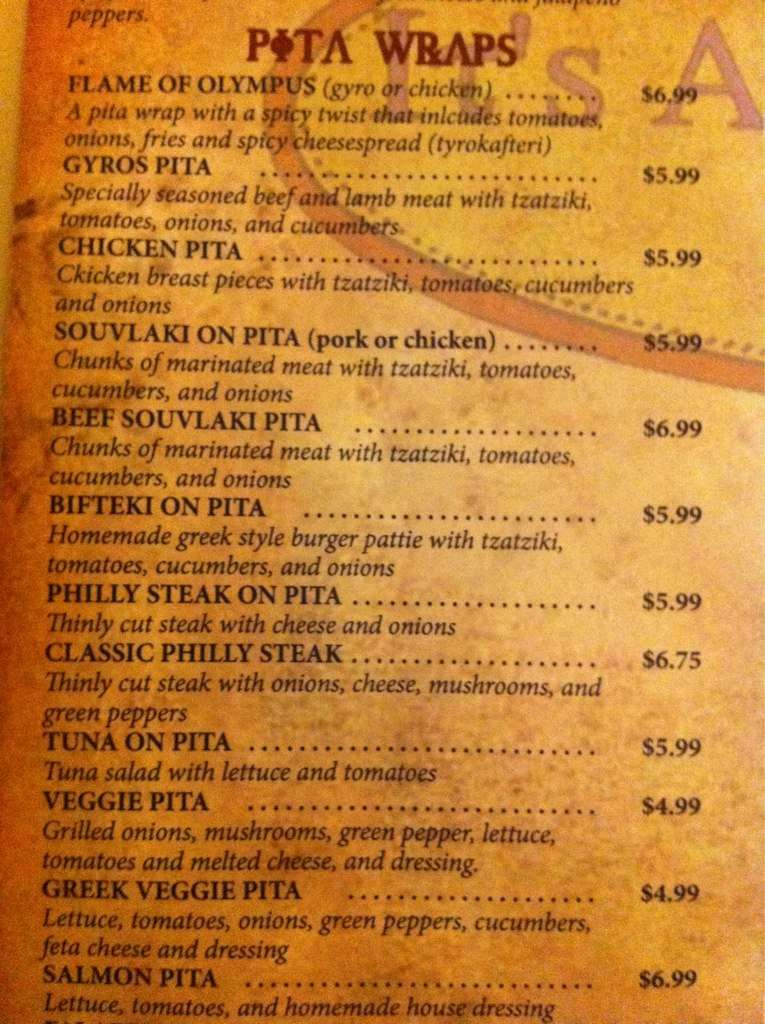 Menu at Gyromania Grill restaurant, Coral Springs