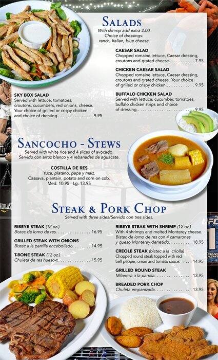 Menu at Skybox Bar, Houston