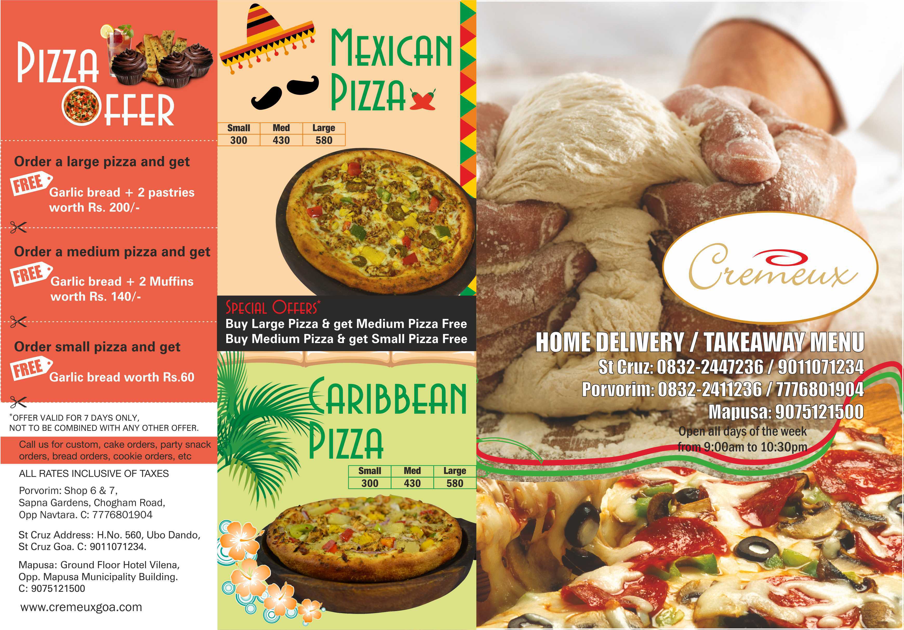 Cremeux Pizza & Bakery Cafe Menu - Zomato
