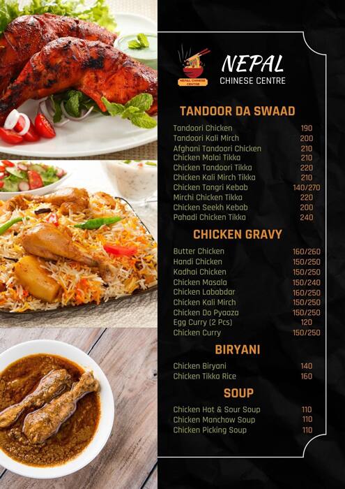 Menu at Nepal Chinese Centre (Chinhat), Lucknow, 4/136