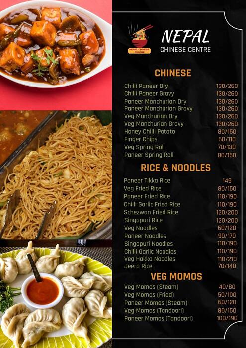 Menu at Nepal Chinese Centre (Chinhat), Lucknow, 4/136