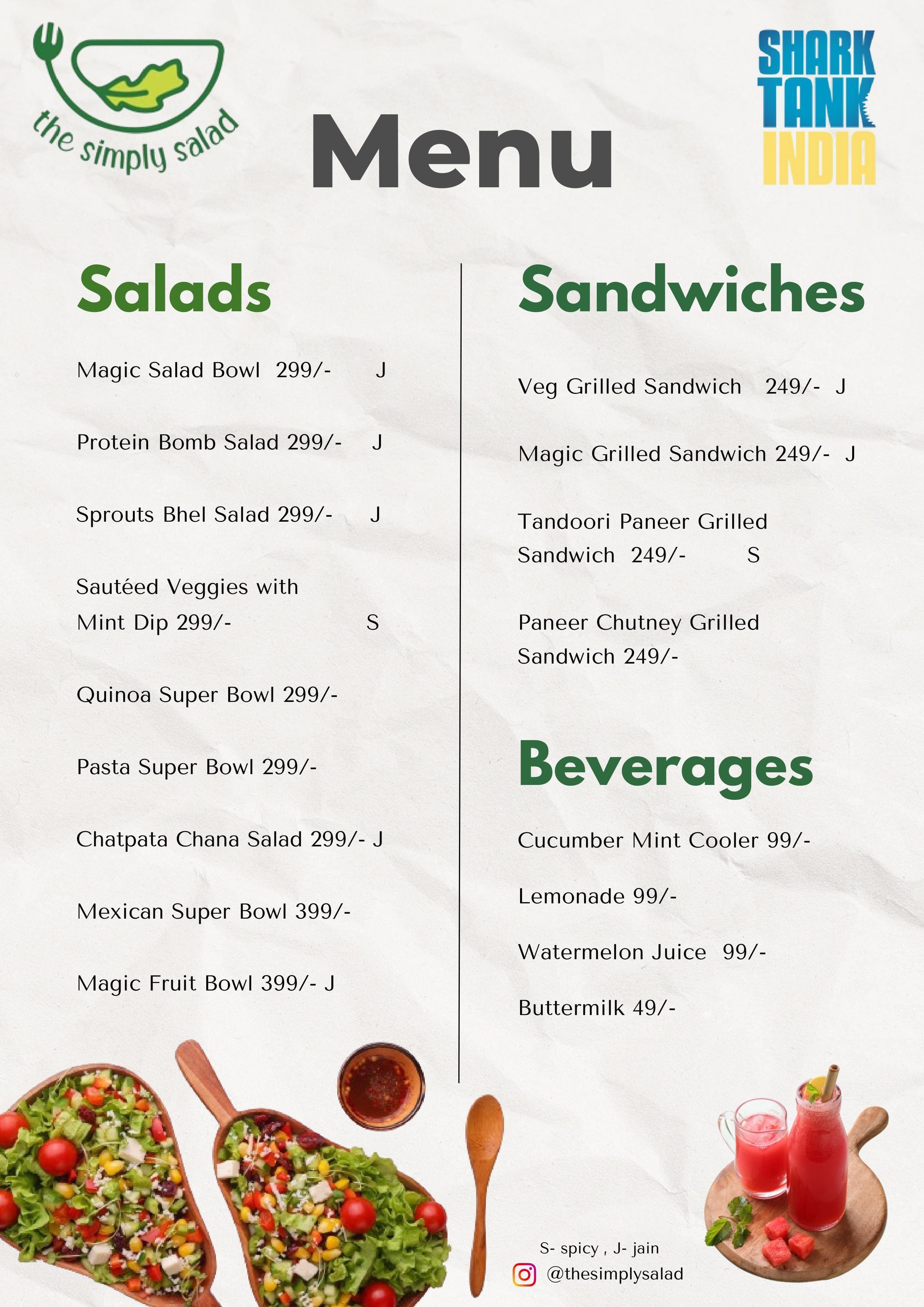 Menu of The Simply Salad, Gota, Ahmedabad