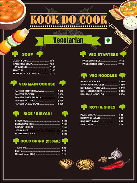 Menu of Kook Doo Cook, Adajan Gam, Surat