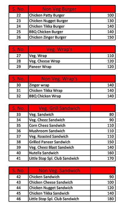 Menu at LITTLE STOP cafe and creamery, Hyderabad