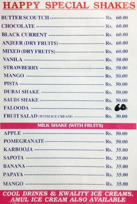 Happy Bakery Menu, Menu for Happy Bakery, Gajuwaka, Vizag - Zomato