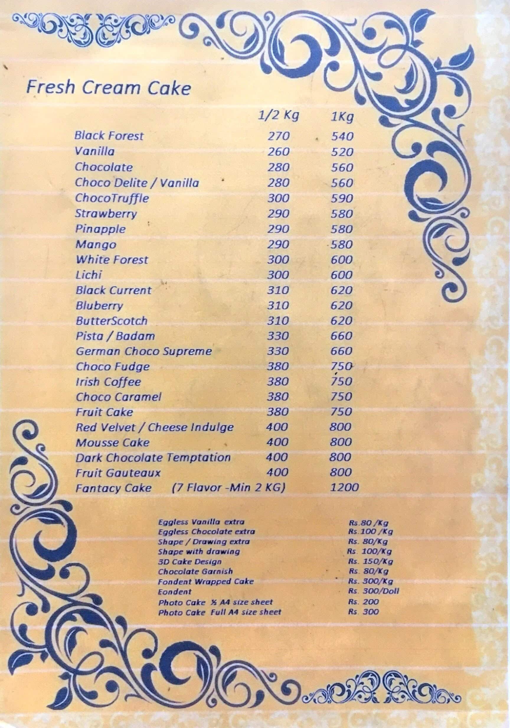 The Cake Point Menu, Menu for The Cake Point, Ganapathy, Coimbatore ...