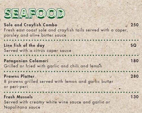 Menu at Mynt Cafe, Cape Town