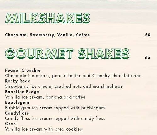 Menu at Mynt Cafe, Cape Town