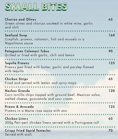 Menu at Mynt Cafe, Cape Town