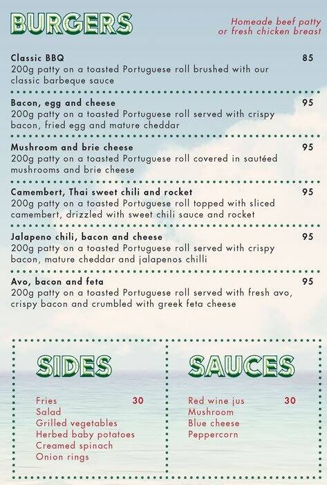 Menu at Mynt Cafe, Cape Town