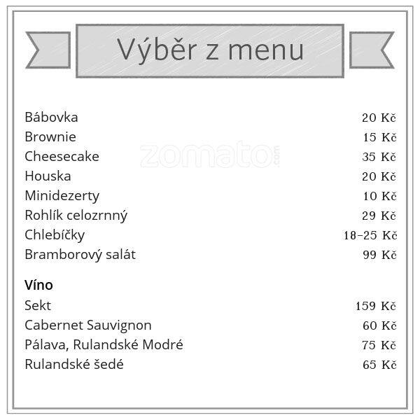 Menu at Chlebíčky Letná, Prague