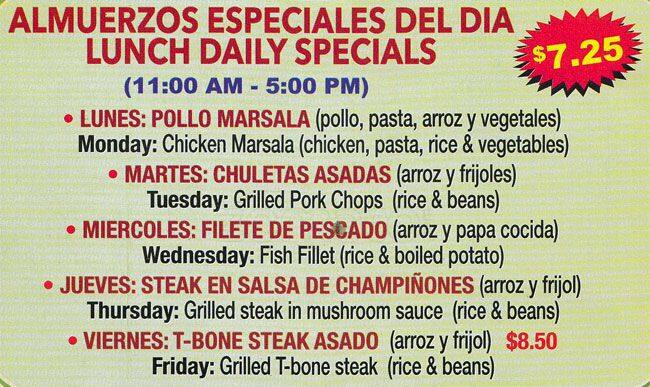 Menu at Pollos a la Brasa Mario restaurant, New York City, 81-01 ...