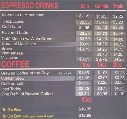 Menu at Village Roaster Coffee & Tea cafe, Lakewood, W Alameda Ave L