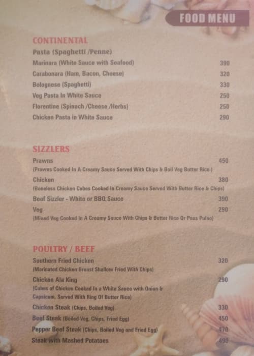 Menu at Viva Goa, Margao