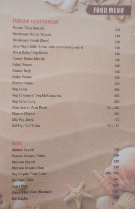 Menu at Viva Goa, Margao