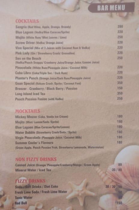Menu at Viva Goa, Margao