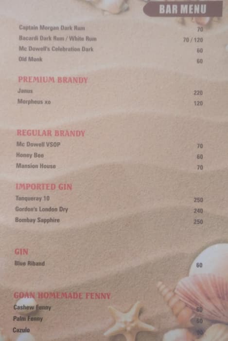 Menu at Viva Goa, Margao