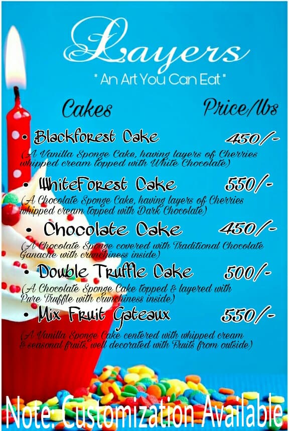 Layers Menu, Menu for Layers, Maniktala, Kolkata - Zomato