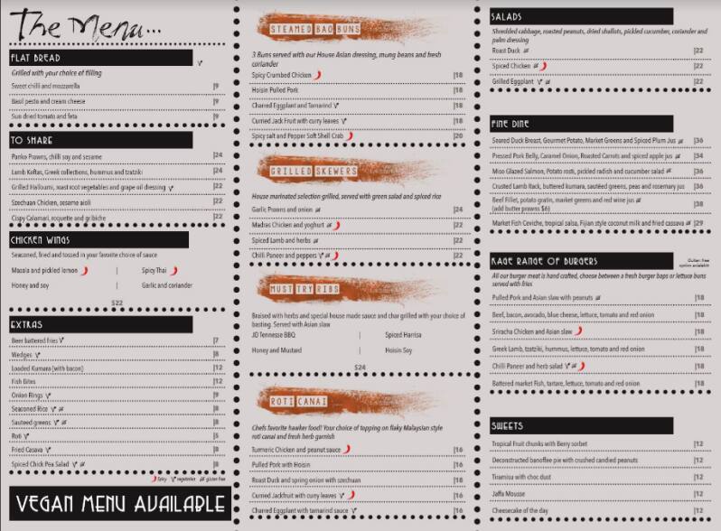 Menu at Kage- Brickworks restaurant, Auckland, 4 Veronica St