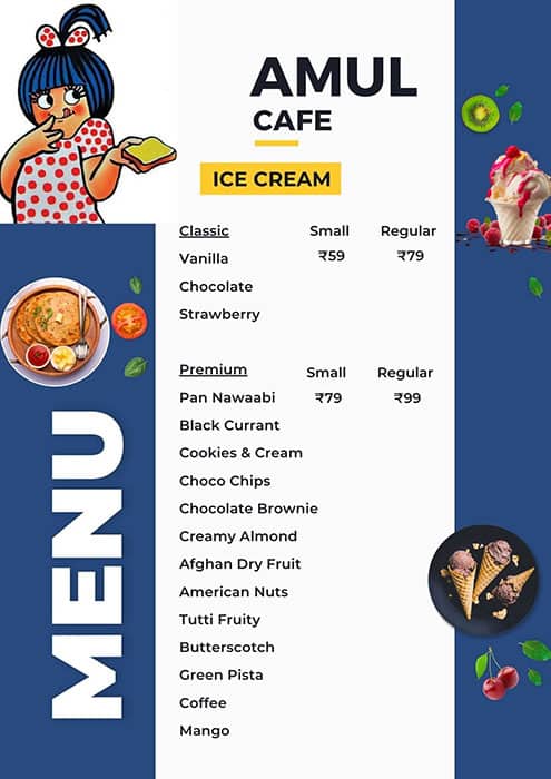 Menu of Amul Ice Cream Parlour, Sanjay Nagar, Bangalore
