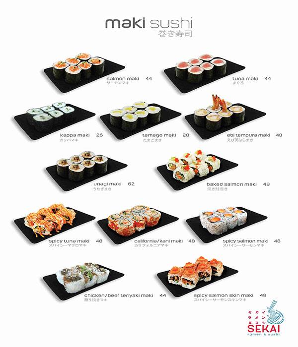 Menu at Sekai Ramen & Sushi restaurant, Tangerang