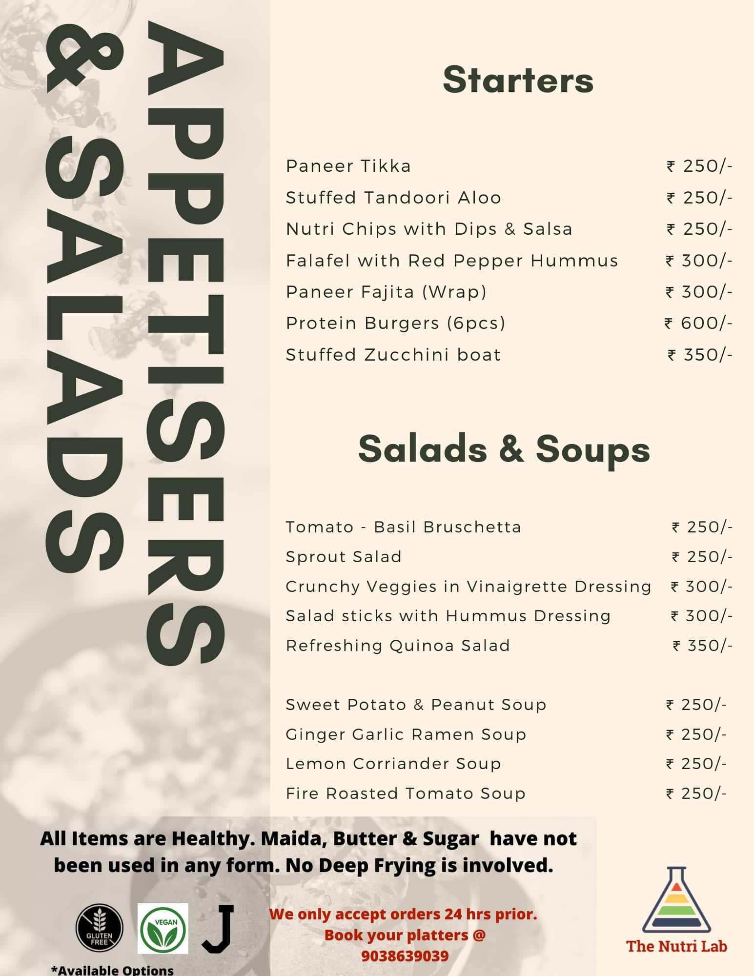 Menu at The Nutri Lab, Kolkata