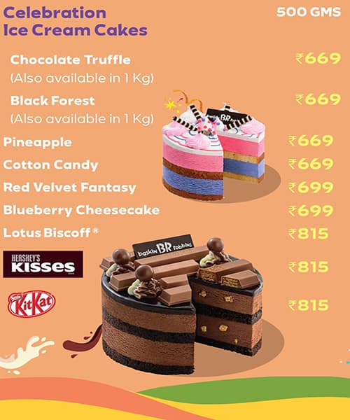 Menu of Gourmet Ice Cream Cakes by Baskin Robbins, Jakkur, Bangalore