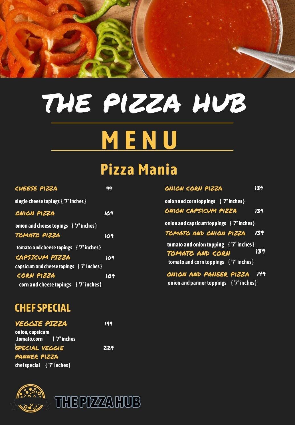 Menu of The Pizza Hub, Shastri Nagar, Ghaziabad