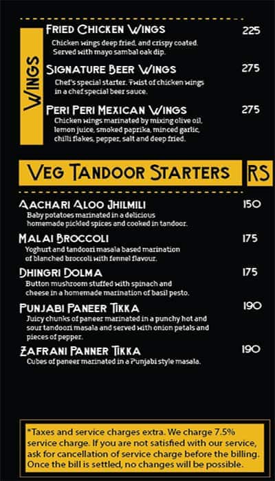 Menu of Saarai, Jayanagar, Bangalore