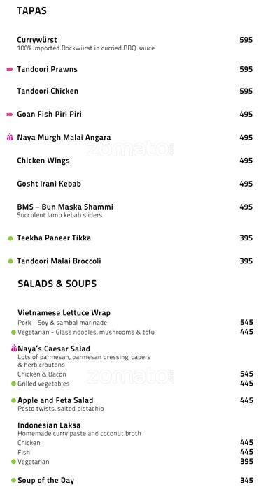 Naya Beer Garden - Anya Hotel Menu - Zomato