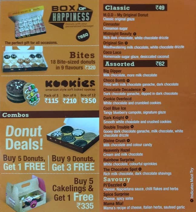Menu at Mad Over Donuts, Mumbai, 11