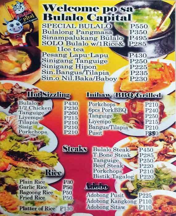 Bulalo Capital Restobar and Family KTV Menu - Zomato Philippines