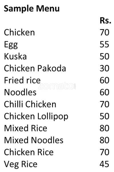 Menu at Rich Fast Food, Chennai, 28/9