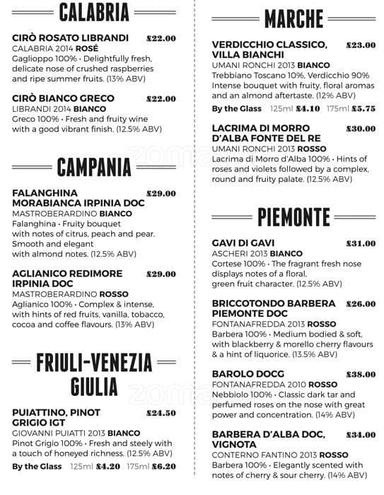 Menu at Vittoria pizzeria, Edinburgh, 19 George IV Bridge