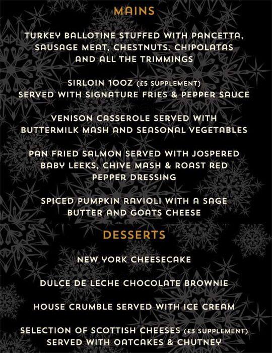 Menu at The Anchor Line steakhouse, Glasgow