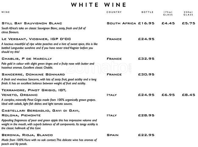 Menu at The Anchor Line steakhouse, Glasgow