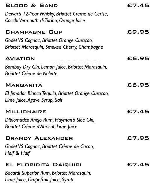 Menu at The Anchor Line steakhouse, Glasgow