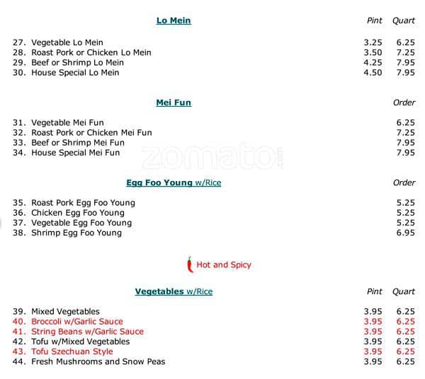 Menu at Kent Super Buffet restaurant, Kent