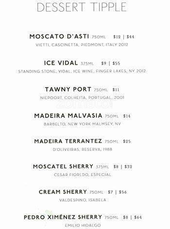 Menu at John Dory Oyster Bar, New York City