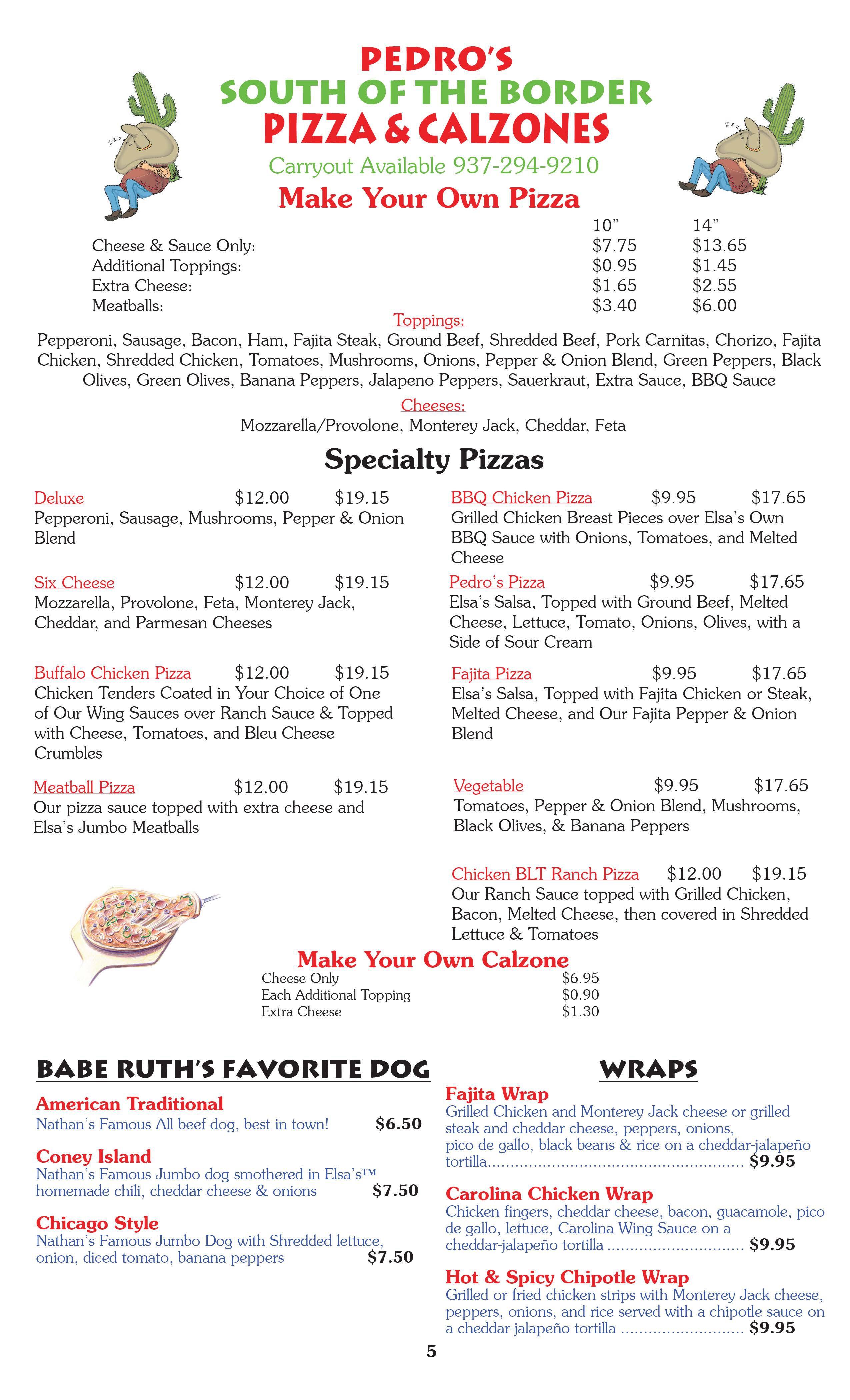 Menu at Elsa's Mexican Restaurant, Dayton, Far Hills Ave