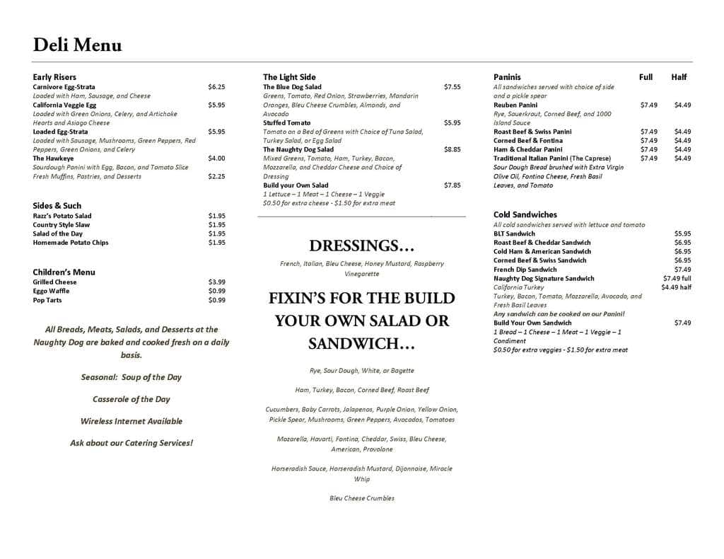 The Naughty Dog Menu, Menu for The Naughty Dog, Dubuque, Dubuque ...