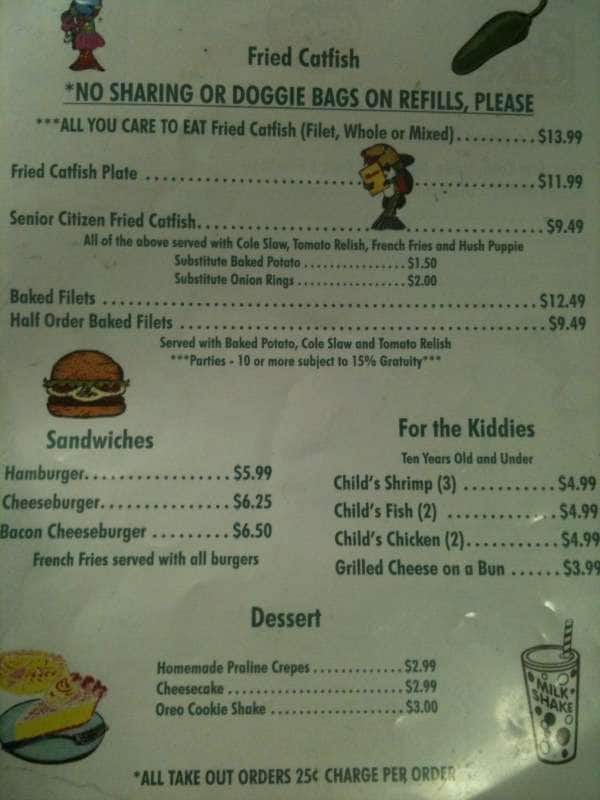 Menu at Jan's River Restaurant, Shreveport, W 70th St