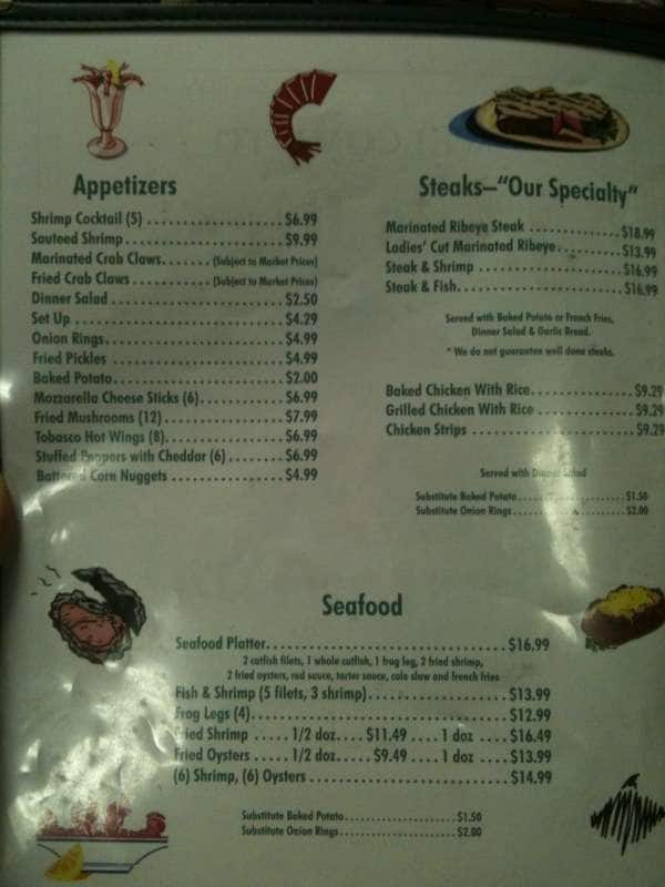 Menu at Jan's River Restaurant, Shreveport, W 70th St