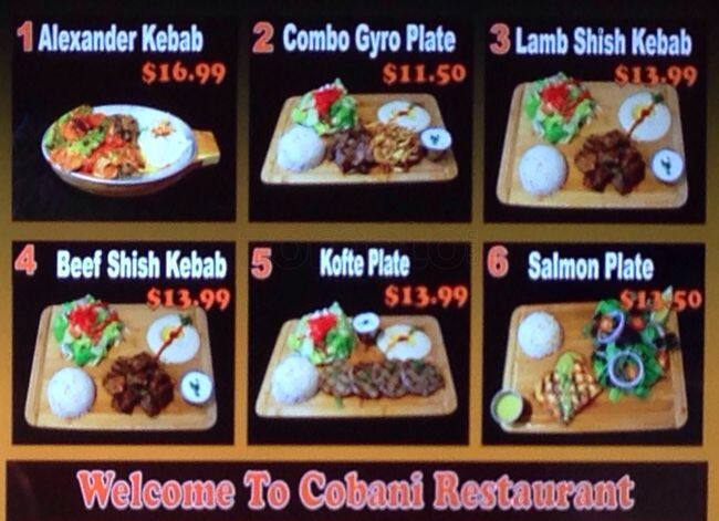 Menu at Cobani Gyros and Kebabs restaurant, San Mateo