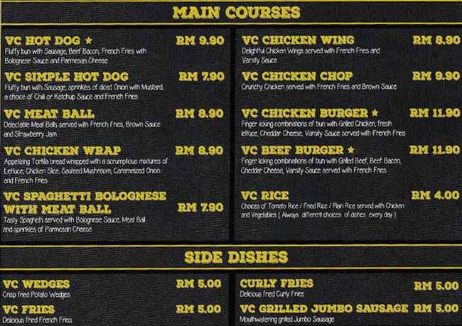 Varsity Crew Menu, Menu for Varsity Crew, Chow Kit, Kuala Lumpur ...