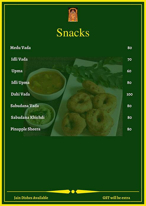 Menu at Balaji Food World, Mumbai