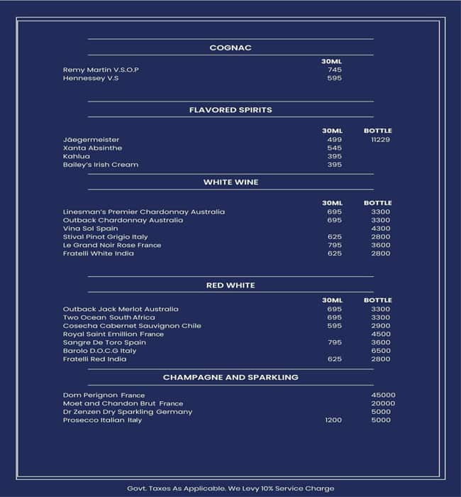 Menu at Romeo Lane, New Delhi, 13