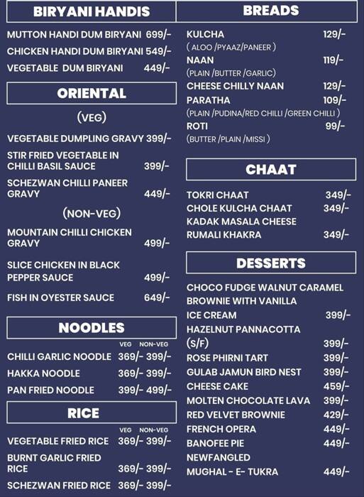 Menu at Romeo Lane, New Delhi, 13