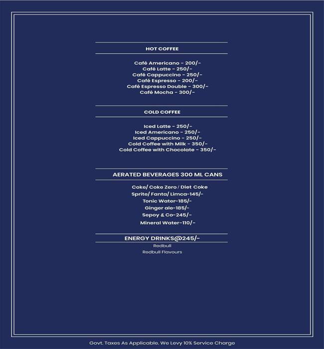 Menu at Romeo Lane, New Delhi, 13