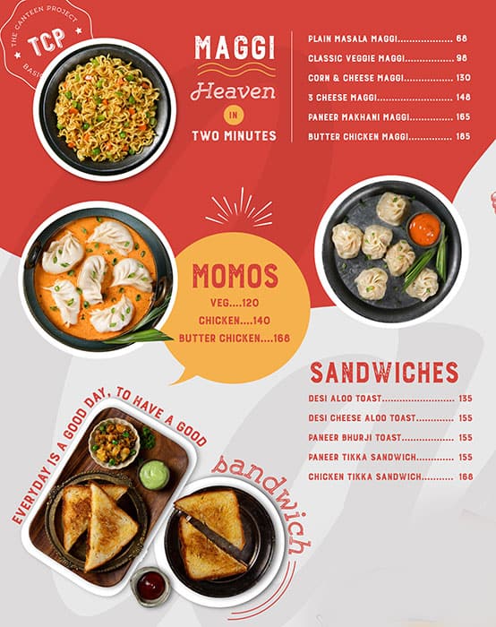 Menu of The Canteen Project, Sector 43, Gurgaon